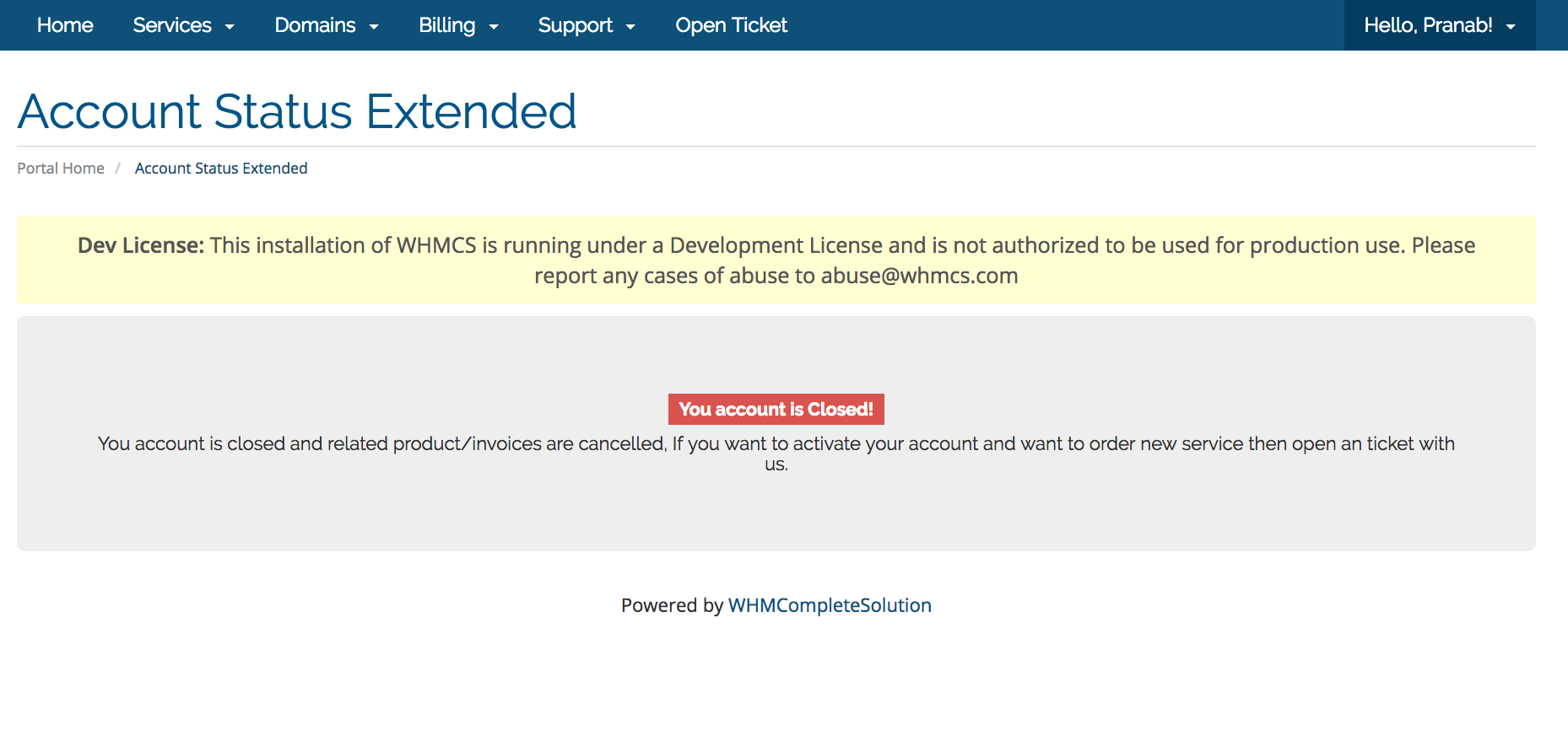 Whmcs Module Whmcs Account Status Extended