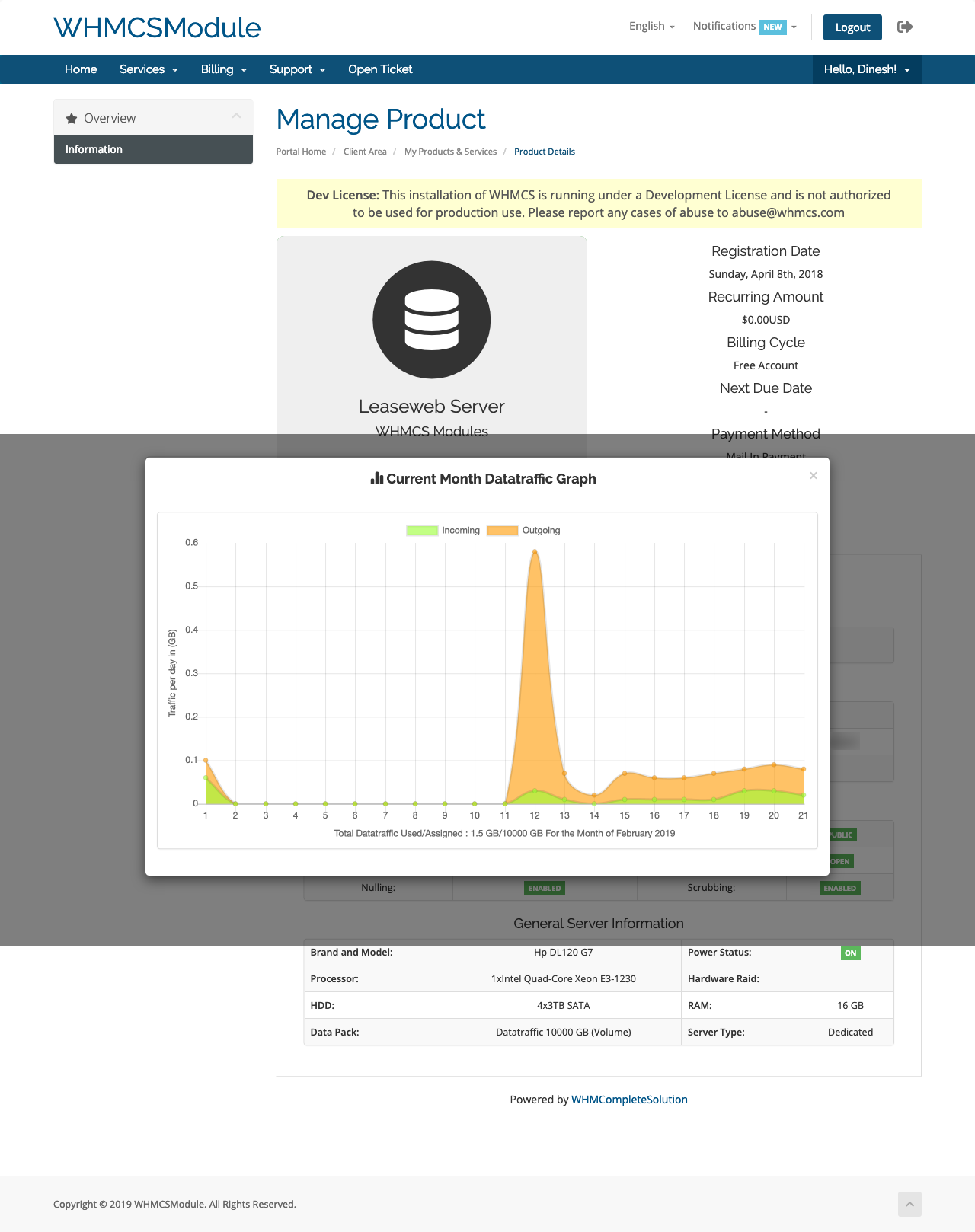 WHMCS Module - Leaseweb Server Automation