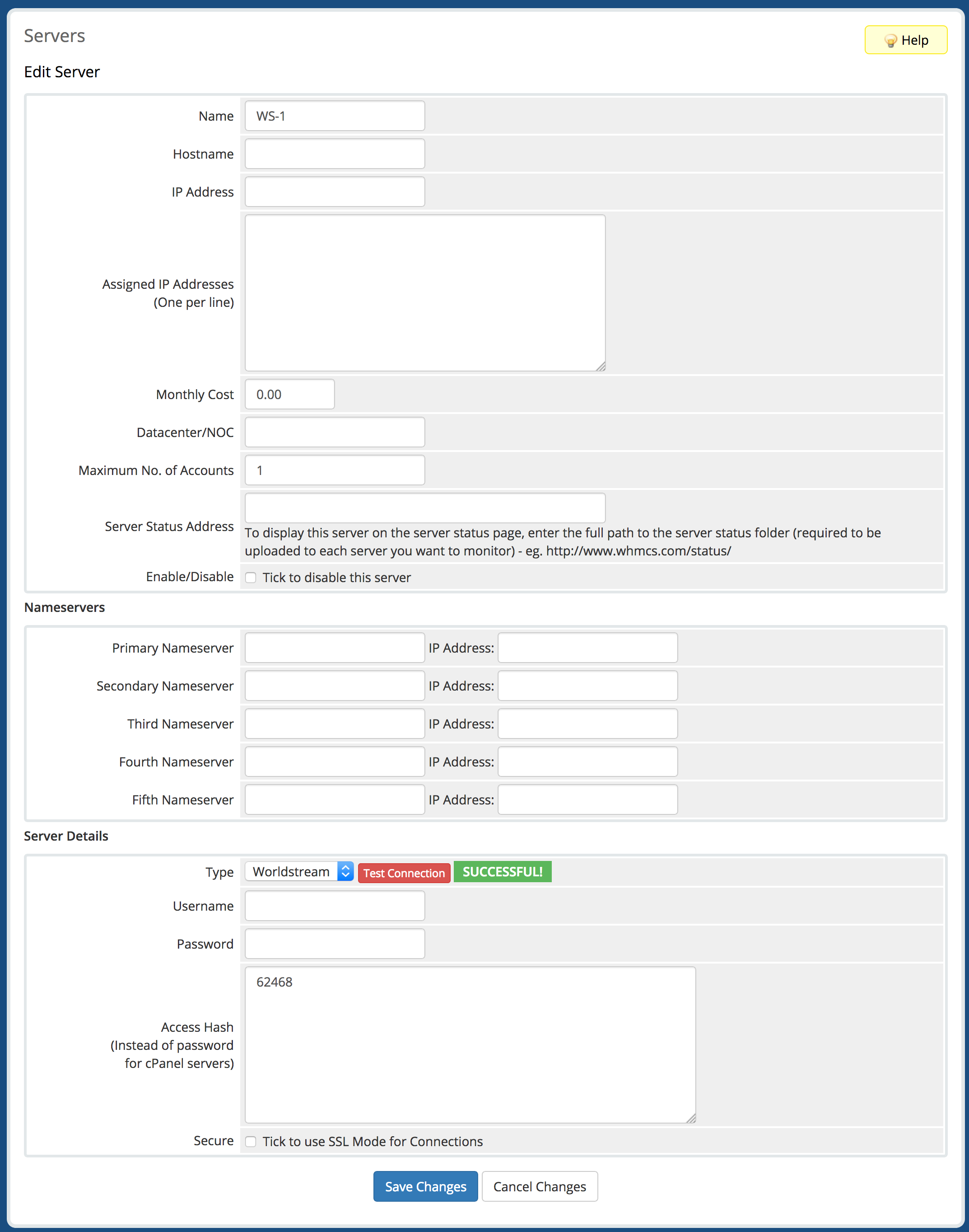 WHMCS Module - Worldstream Server Automation
